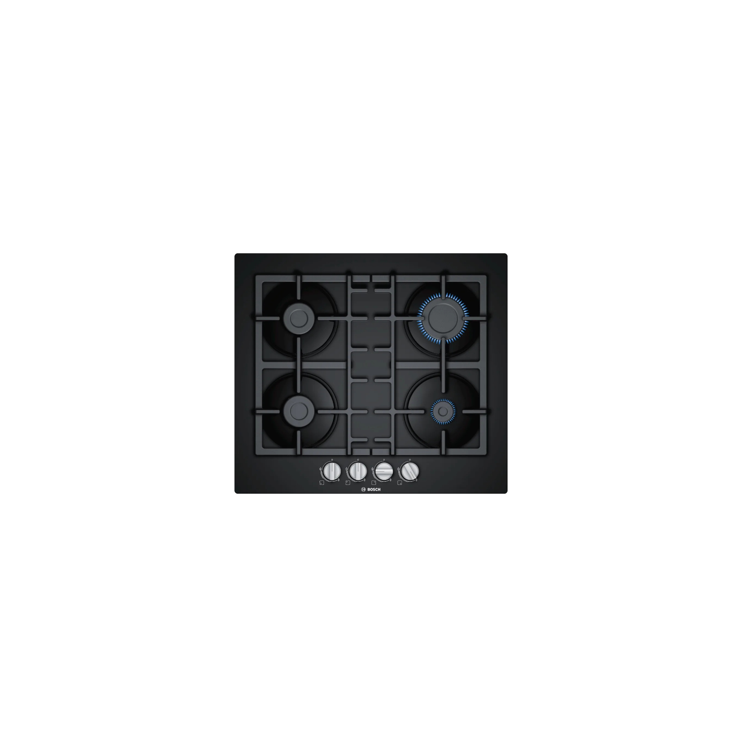 Bosch PNP6B6B90 60cm gas on glass hob. Cast iron pan supports. - Cee-Jay